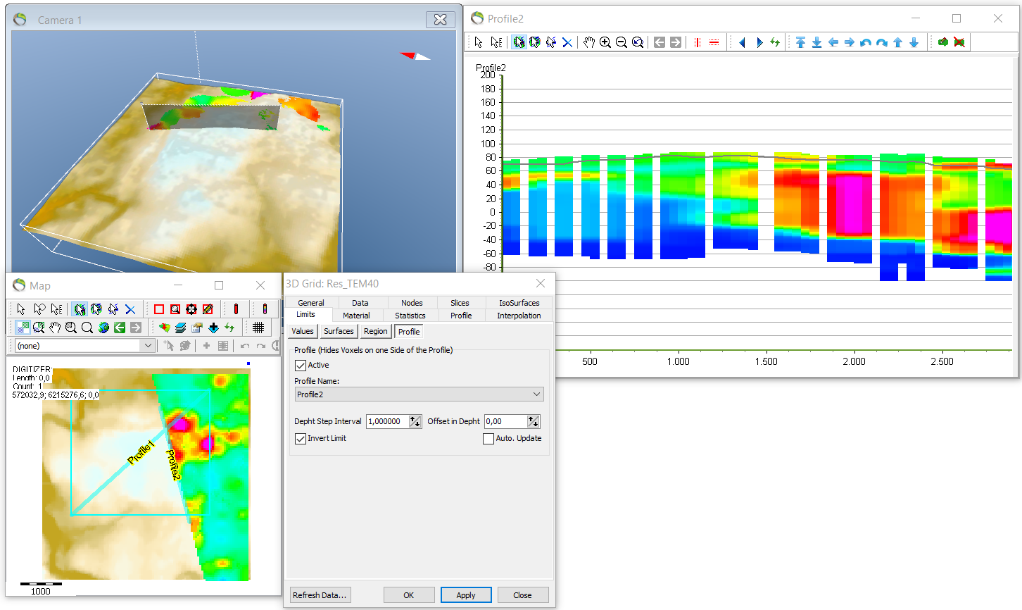 3D Grid with profile limit [GeoScene3D]