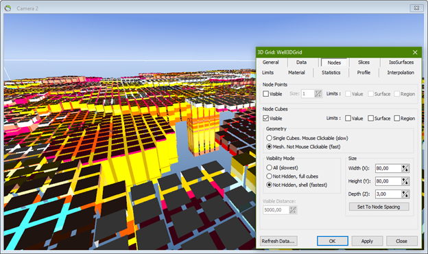 Lithology of wells as a 3D grid [GeoScene3D]
